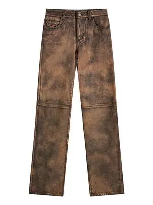 DIESEL L-ysa Camouflage Leather Trousers - Brown Camouflage