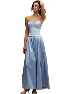 Bhldn Mia Strapless Fit-and-flare Maxi Dress - Blue Ice