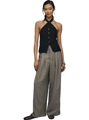 Maeve Avery Menswear Trousers - Neutral Plaid