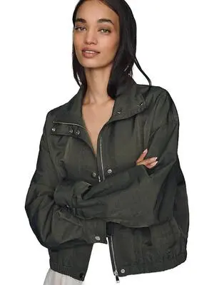 PILCRO Nylon Funnel-neck Bomber Jacket - Olive