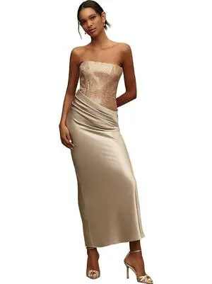 RETROFETE Alexandra Draped Strapless Maxi Dress