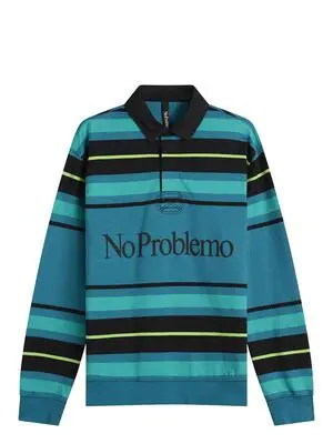 NO PROBLEMO Striped Rugby Shirt - Aqua