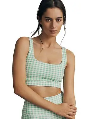 Strut This Jolie Bra Top - Green Gingham