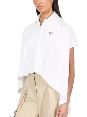 Loewe Logo-embroidered Asymmetric Polo Shirt - White
