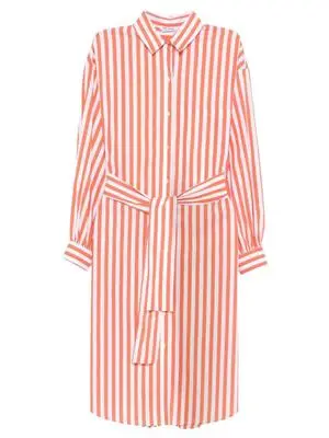 CALIBAN Striped Midi Shirt Dress - Orange