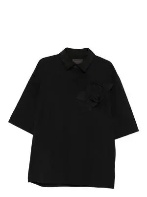 Simone Rocha Flower-appliqué Polo Shirt - Black
