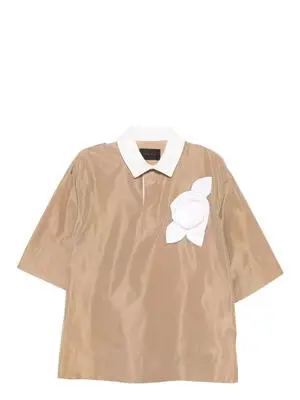 Simone Rocha Floral-appliqué Polo Shirt - Brown