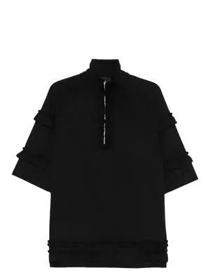 Simone Rocha Ruffled-detail Half-zip T-shirt - Black