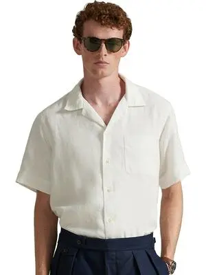 Ralph Lauren Classic Fit Slub Linen Camp Shirt - Deckwash White