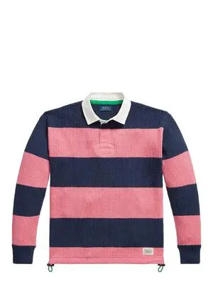 Ralph Lauren Striped Linen-cotton Rugby Sweater - Navy Pink Combo