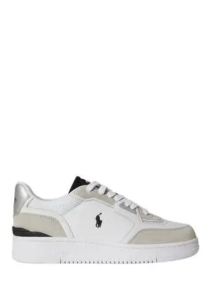 Ralph Lauren Open Masters Leather-paneled Sneakers - Gray Violet/white/black