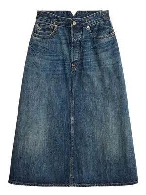 Ralph Lauren Indigo Selvedge Denim Midi Skirt - Averie Wash