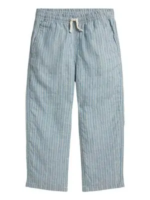 Ralph Lauren Striped Linen Drawstring Pant - Blue/white