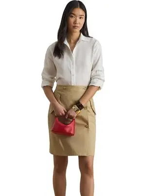 Ralph Lauren Double-breasted Cotton Twill Wrap Skirt - Birch Tan