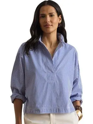 Ralph Lauren Striped Cropped Shirt - Blue/white