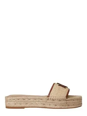 Ralph Lauren Polly Leather-trim Raffia Espadrille - Natural/lauren Tan