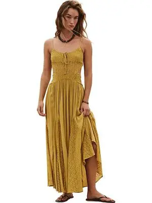 Free People Floral Frolic Maxi Dress - Mossy Gold