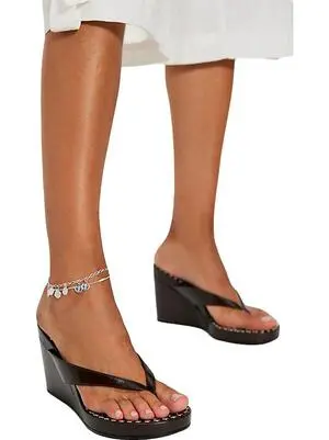 Jeffrey Campbell Studded Wedge Sandals - Brown Silver