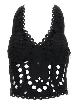Charo Ruiz Ibiza Eyelet Bay Top - Black