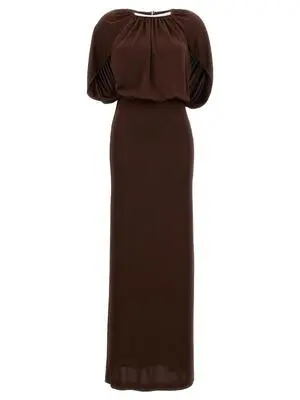 DES_PHEMMES Long Cloak Dress - Brown