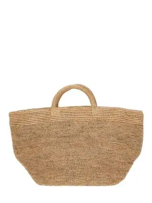 IBELIV Large Raffia Handbag - Beige