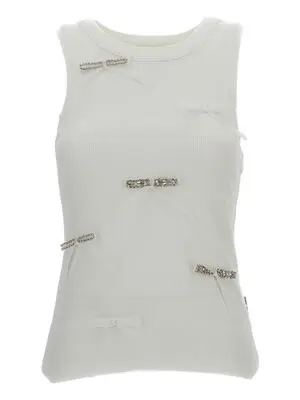 DES_PHEMMES Embellished Tank Top - White