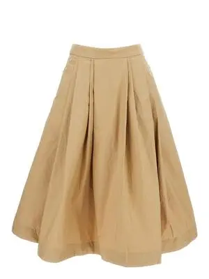 CASEY & CASEY Flared Pleated Skirt - Beige