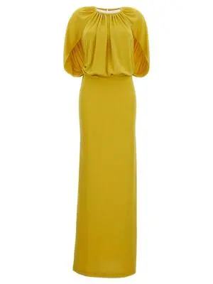 DES_PHEMMES Long Cape Dress - Orange