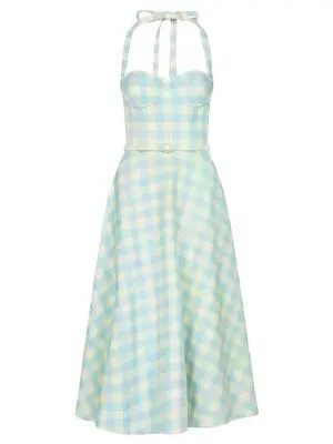Oscar De La Renta Gingham-pattern Midi Dress - Blue
