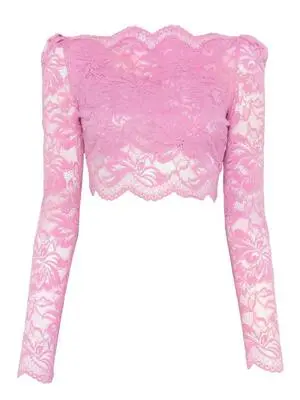 Rabanne Lace Boat-neck Top - Pink