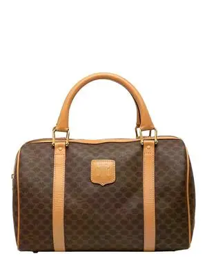 Celine 2013 Macadam Coated Canvas Boston Bag - Brown