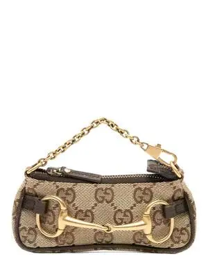 Gucci Gg Canvas Horsebit Chain Coin Pouch - Brown