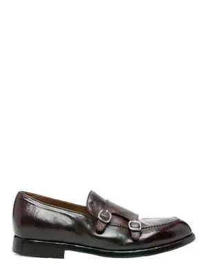 GREEN GEORGE Buckle Leather Monk Shoes - Brown
