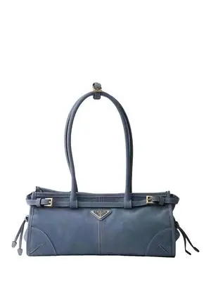 Prada Bonnie Medium Nubuck Leather Handbag - Blue