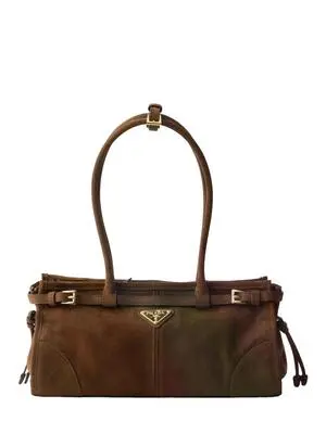 Prada Bonnie Medium Nubuck Leather Handbag - Brown