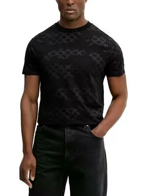 Karl Lagerfeld Monogram-pattern Short-sleeve T-shirt - Black