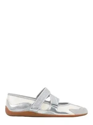 Karl Lagerfeld Cross-strap Ballet Flats - Silver