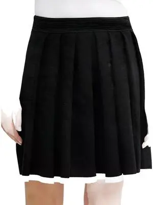 Karl Lagerfeld Ribbed-trim Pleated Mini Skirt - Black