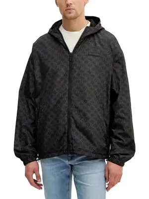 Karl Lagerfeld Hooded Patterned Reversible Jacket - Black