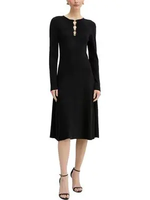 Karl Lagerfeld Lettered-button Detail Midi Dress - Black