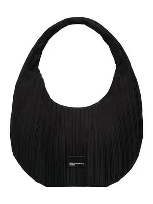 Karl Lagerfeld Pleated Zip Shoulder Bag - Black