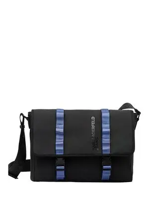 Karl Lagerfeld Buckle-strap Messenger Bag - Black