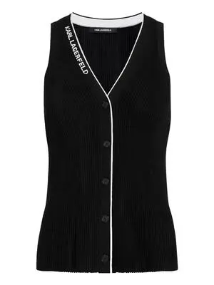 Karl Lagerfeld Logo-detail Sleeveless Cardigan - Black