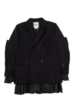Noir Kei Ninomiya Pleated Double-breasted Blazer - Black