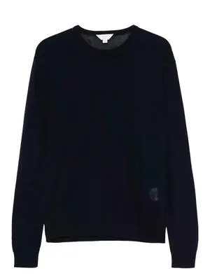 Malo Crew Neck Long Sleeve Semi-sheer Top - Blue
