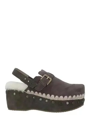 Mou Suede Clogs With Back Strap Grey