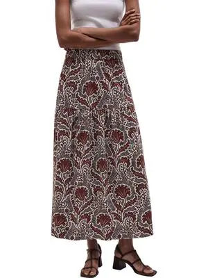 ME+EM Rising Wildflowers Print Tiered Maxi Skirt - Cinnamon Multi