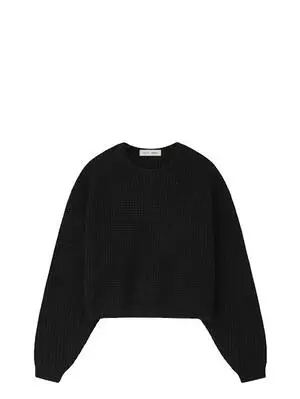 Fear Of God Essentials Heavy Waffle Crewneck Sweatshirt 90's Sweater - Vintage Black