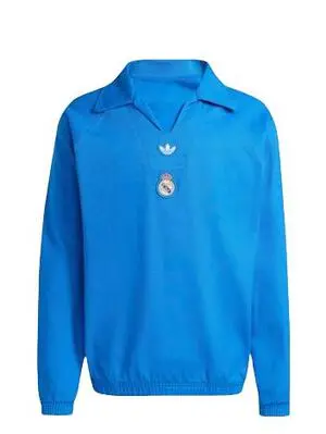 Adidas Real Madrid Terrace Icons Drill Sweatshirt - Blue Bird White