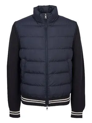 Moncler Padding Zip-up Cardigan - Navy Blue